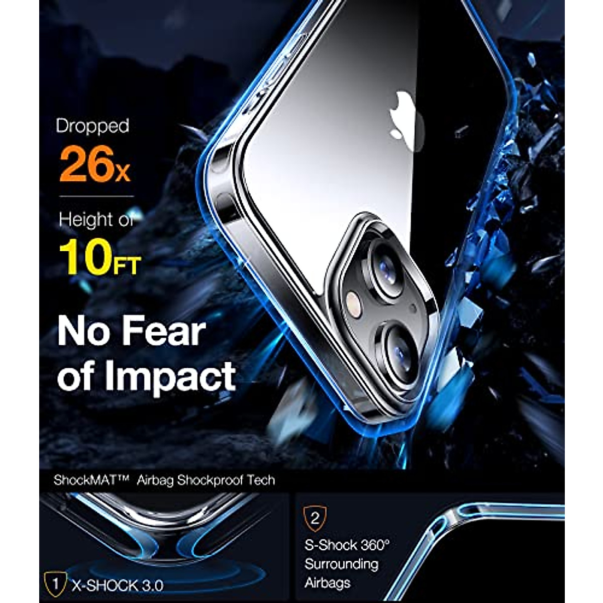 TORRAS Diamond Clear Designed for iPhone 14 Case [Never Yellowing] [Military Grade Anti-Drop] Hard PC Back Flexible Bumper Shockproof Protective Slim Phone Cover 6.1 inch, Clear