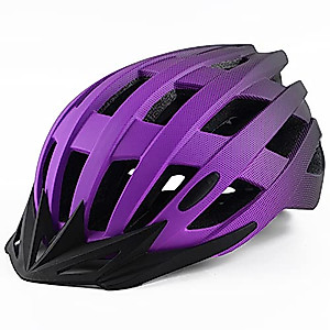 Adult Bike Helmets, Adjustable Mens Womens Bicycle Helmet, Lightweight Road Mountain Cycling Safety Sports Helmets with Detachable Visor Purple