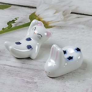 BESPORTBLE 3pcs Table Setting Chopstick Rest Rack Utensil Cutlery Pillow Rest for Chopsticks Easter Chopsticks Holder Miniature Cat Ceramic Rabbit Miniature Spoon Rest Cartoon Ceramics White