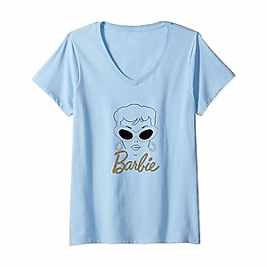 Barbie Vintage Gold Glasses V-Neck T-Shirt