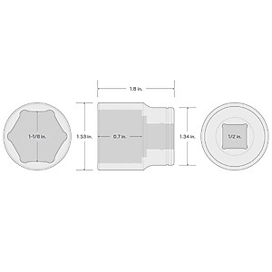 TEKTON 1/2 Inch Drive x 1-1/8 Inch 6-Point Socket | SHD22029