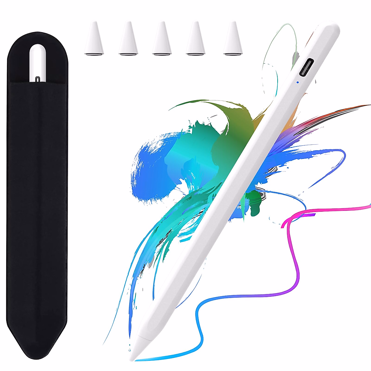Stylus Pen for iPad with 15mins Fast Charging, Palm Rejection, Active Pencil Compatible with Apple iPad Pro 11&12.9" (2018-2022), iPad 10/9/8/7/6th Gen, iPad Air 3rd/4/5th Gen, iPad Mini 5/6th Gen
