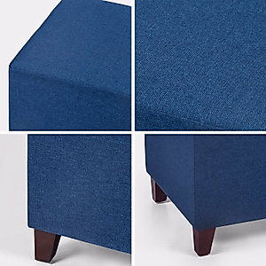 Adeco Simple British Style Cube Footstool Ottoman bench foot rest, 16x16x16, Blue