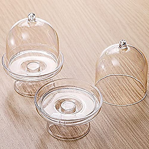 Okllen 36 Pack Mini Cake Plate with Lid, Plastic Cupcake Stand Dome Cover, Clear Small Cake Display Stand for Chocolate, Dessert, Wedding, Birthday, Baby Shower, Tea Party Supplies