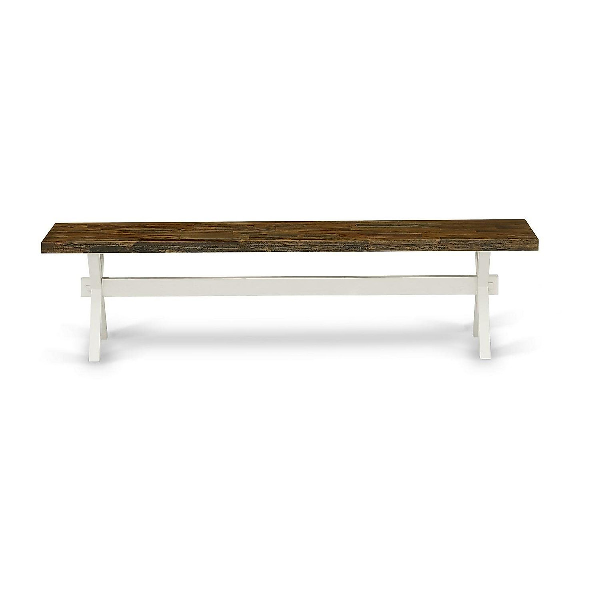 East West Furniture XB076 X-Style Mid Century Modern Dining Bench with Solid Wood Seat, 60x15x18 Inch, Multi-Color