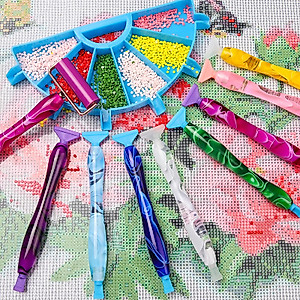 Updated Diamond Painting Pen, 13Pcs Diamond Art Pens with Screw Thread Tips, Diamond Painting Pens Tool Accessories Kit Drill Pen for Diamond Painting Art Nail Art Cross Stitch (Balck&Purple)