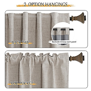 StangH 100% Blackout Curtains for Bedroom, Natural Linen Beige Curtains 84 inches Long Solid Thermal Insulated Farmhouse Drapes for Living Room Sliding Glass Door Nursery, W52xL84, 2 Panels