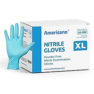 Amerisano 100% Nitrile Exam Gloves | Medical Grade, 510(k), Exceptional tactile sensitivity, Latex & Powder Free, 3 mil, Non-Sterile | Blue (Pack of 2000, X-Small)