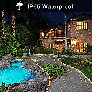 JMEXSUSS 120 LED 8 Modes Solar Powered Rope Lights,39.4ft Outdoor Solar Rope Lights,Waterproof PVC Tube Fairy Lights for Garden,Patio,Fence,Deck,Walks,Path(Warm White)