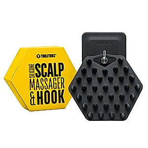 Tooletries - Scalp Massager & Hook - Silicone Toiletry Scrubber & Holder, Shower & Bathroom Accessory - Features Silicone-Grip Technology, Removable & Reusable