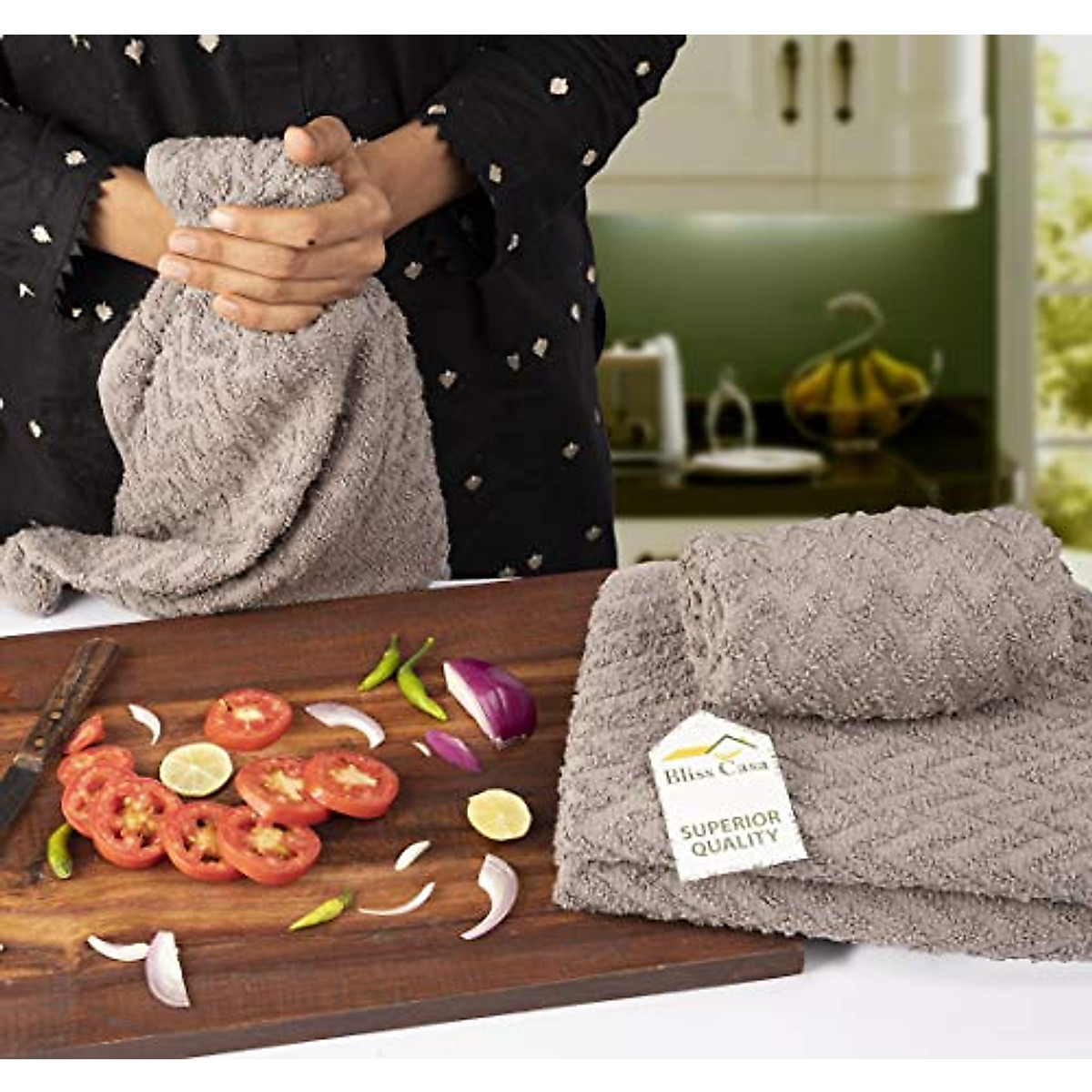 Bliss Casa Kitchen Towels and Dish Cloth Set (12 Pack, 15 x 25 Inch) – 100% Cotton Dish Towels for Kitchen Soft and Highly Absorbent – Tea Towels and Bar Towels for Daily Use