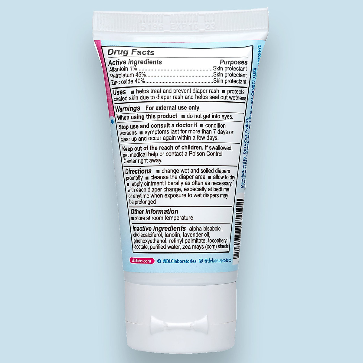 De la Cruz Baby Diaper Rash Cream with Zinc Oxide - Maximum Strength Baby Healing Ointment to Help Soothe, Heal and Prevent Diaper Rash - 3.4 OZ