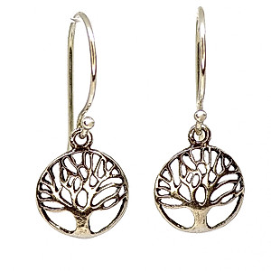 Tree of Life Earrings for women, Sterling Silver 925 dangle earrings, Tree earrings, Boho earrings, Round dangle earrings, Small silver earrings, Everyday earrings, Drop earrings, Minimalist earrings