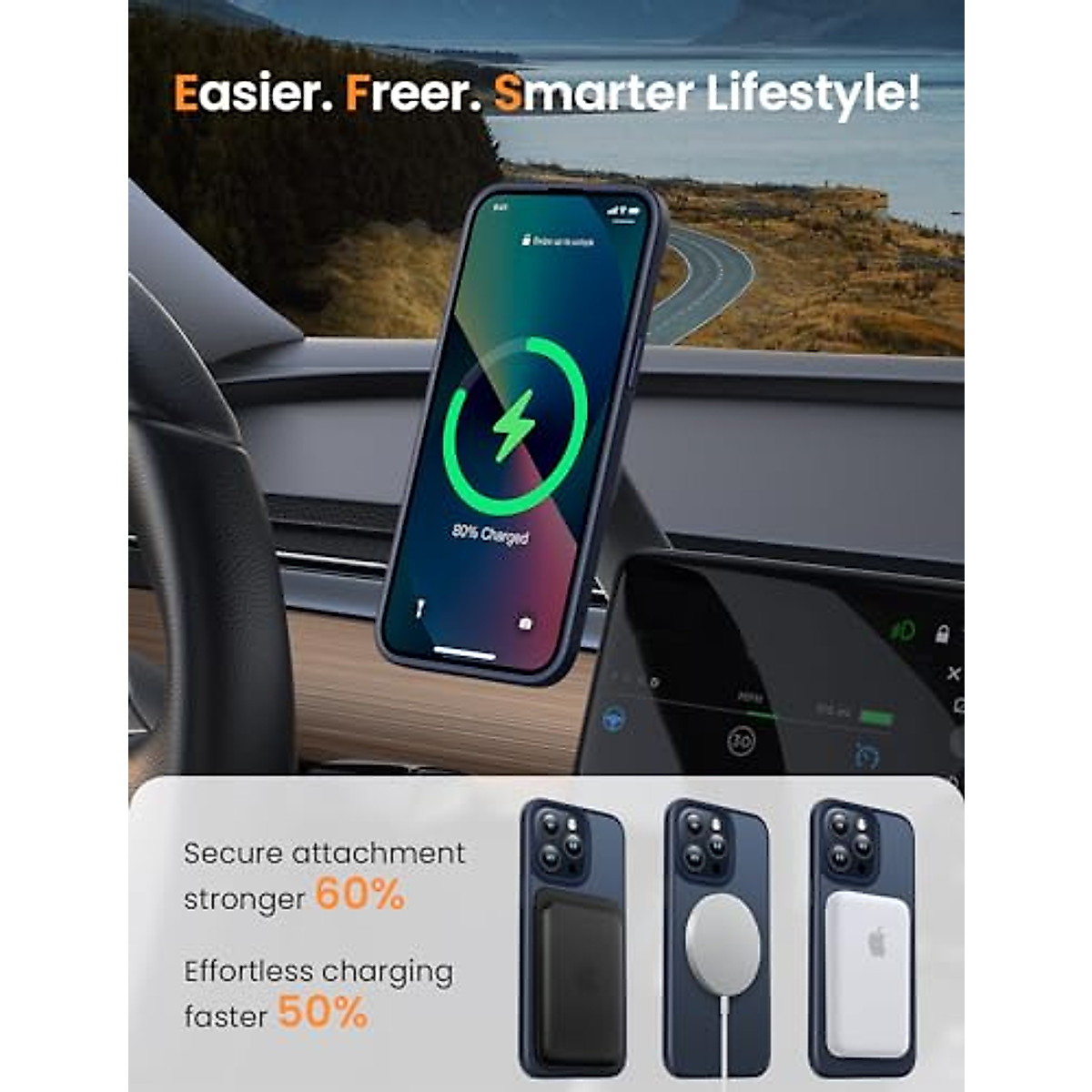 Mgnaooi Magnetic Case for iPhone 14 Pro Case [MIL-Grade Drop Tested & Compatible with MagSafe] Translucent Matte Back with Aluminum Alloy Keys, Shockproof 14 Pro Phone Case 6.1 Inch, Black