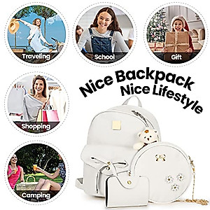 6 Pieces Mini PU Leather Backpack Purse Set Cute Girls Bowknot Small Backpack Rucksack Satchel Shoulder Bag Bookbag for Women Teen Girls