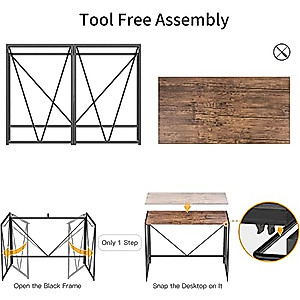 NOBLEWELL HOME NWCD3D Folding Computer Desk, Rustic Brown