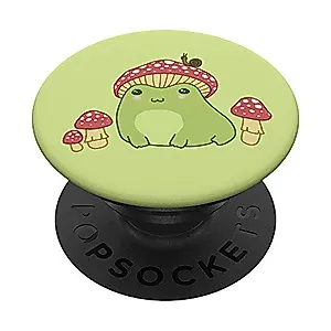 Frog with Mushroom Hat and Snail, Cottagecore Aesthetic PopSockets Swappable PopGrip