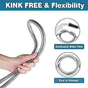 Garden Hose 50 ft Metal - Stainless Steel Water Hose Flexible Lightweight Garden Hose Collapsible and No Kink Water Pipe