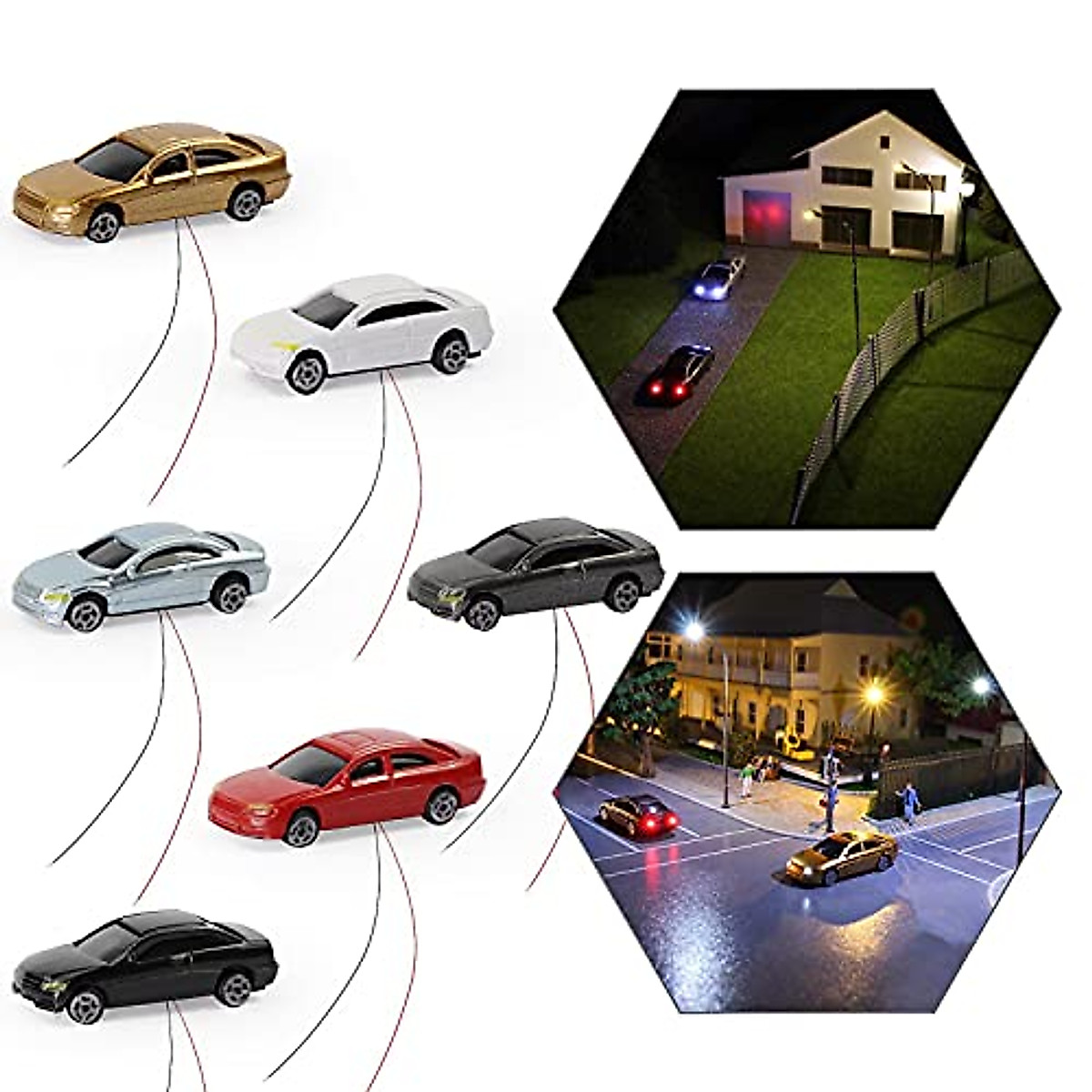 Get 12 Z Scale Lighted Model Cars 1:220 for Your Layout