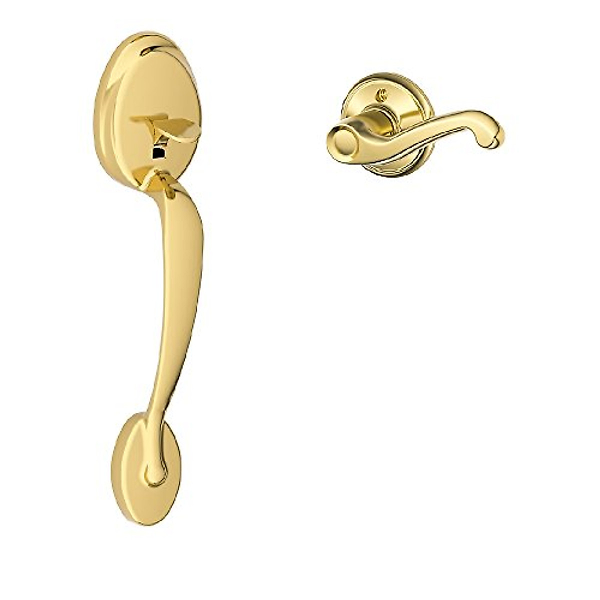 Schlage Lock Company Plymouth Front Entry Handle Flair Left-Handed Interior Lever (Bright Brass) FE285 PLY 505 FLA 605 LH - LOCK FE285 PLY 505 FLA 605 LH