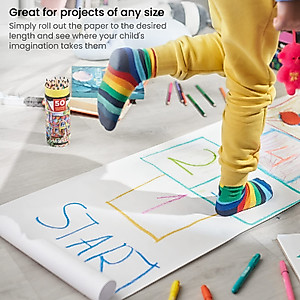 Arteza Kids Drawing Paper Roll Refill, 2-Pack, 16.5 Inches x 74.8 Feet, White 47-lb Roll Dispenser Paper, Art Supplies for the Classroom, Learning Centers, and Activity Corners