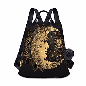 Mcyhzjd Backpack Purse, Boho Crescent Moon Sun Mandala Anti-theft Casual College School Ladies Fashion Shoulder Bag
