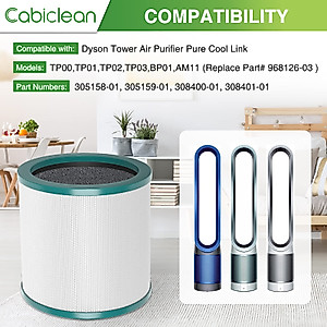 TP01 HEPA Filter Replacement Compatible with Dyson Tower Purifier Pure Cool Link TP01, TP02, TP03, AM11, BP01 Models, Compare to Part # 968126-03 (Pack of 2)