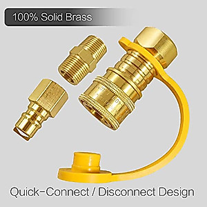 Xastro 3/8 Inch Natural Gas Quick Connect Fittings LP Gas Propane Hose Quick Disconnect Kit Propane Gas Grill Quick Connector Adapter Fitting with 3/8” Male Pipe NPT Thread x 3/8” Female Pipe Thread