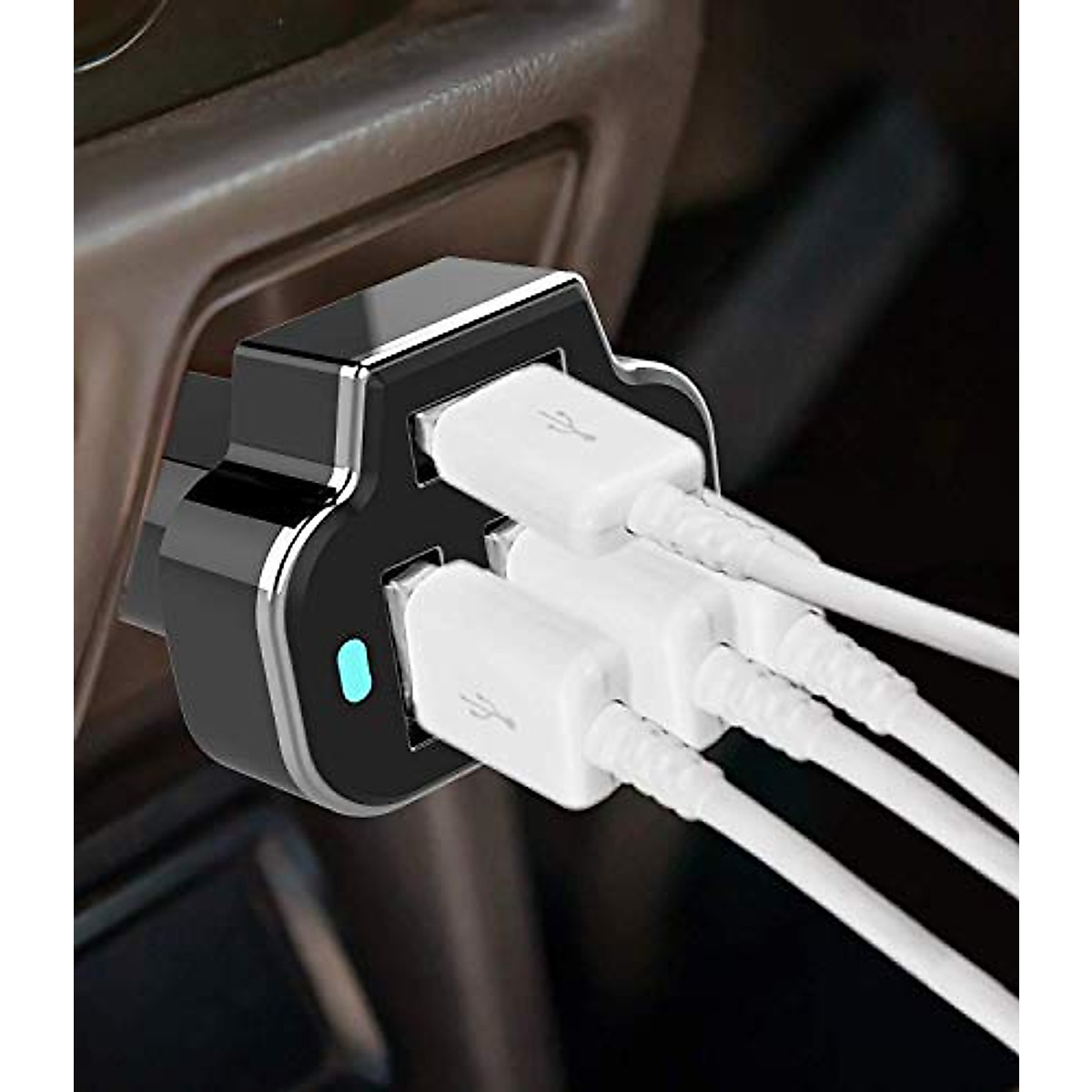 Aduro 4 Port Car Charger USB Adapter, 12V Fast Car Charger USB Adapter Power Station 5.2A/26W Output (Black)