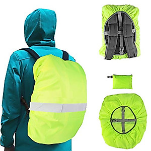 Frelaxy Hi-Visibility Backpack Rain Cover with Reflective Strip 100% Waterproof Ultralight Backpack Cover, Storage Pouch, Anti-Slip Cross Buckle Strap, for Hiking, Camping, Biking, Outdoor, Traveling
