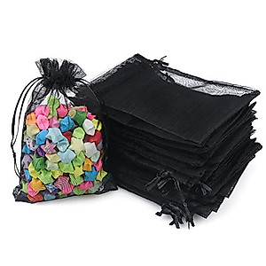 Black Organza Bags,100 Pcs Organza Bags 4 x 6 inches,Drawstring Organza Jewelry Favor Pouches,Wedding Party Festival Gift Bags,Candy Bags for Valentines Day,Baby Showery (10 x 15 cm)