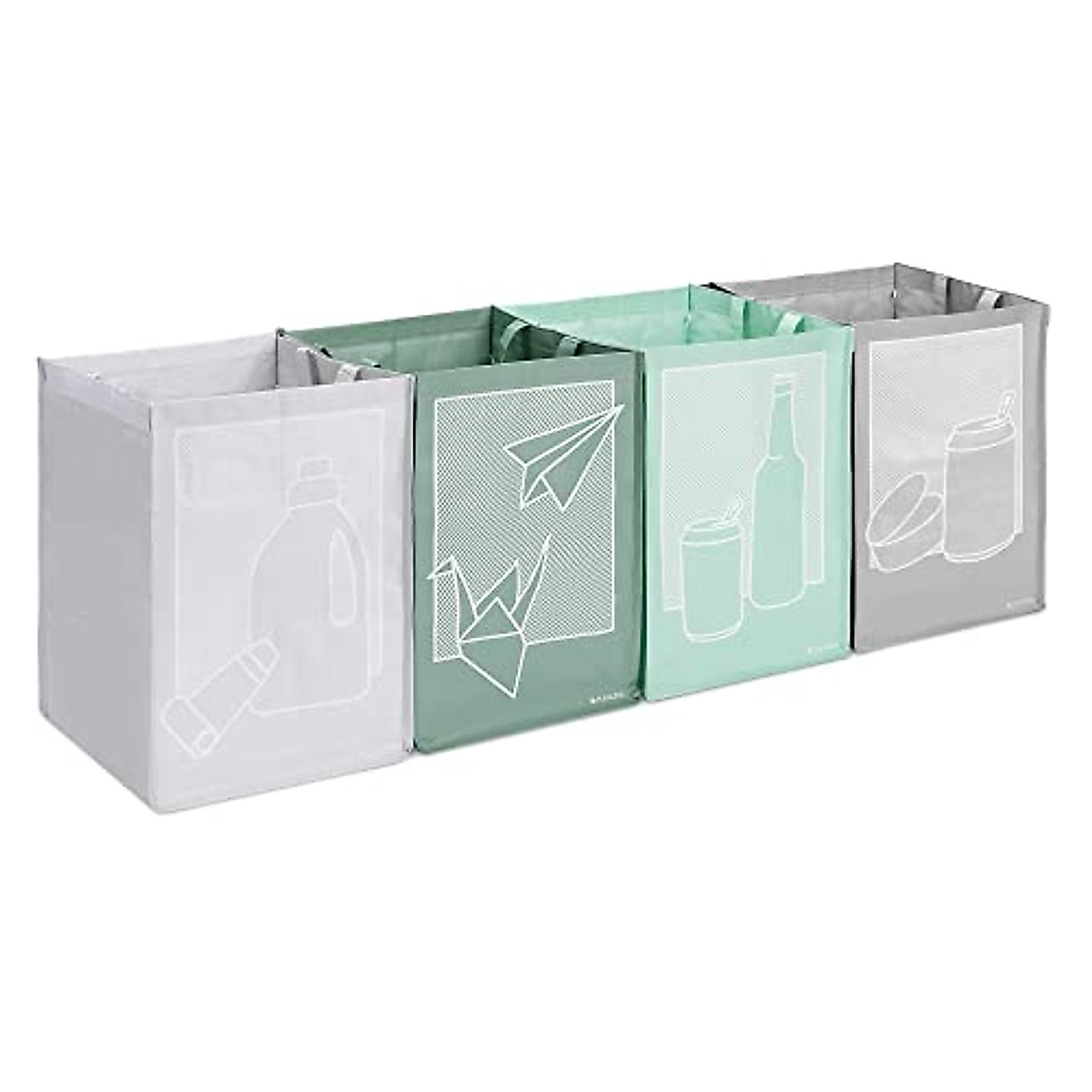 Navaris Recycle Bag Set (4 Pieces) - Reusable Recycling Bags to Separate Paper, Plastic, Glass, Metal - Recycling Bins Sorter Bin Kitchen Organizer
