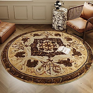 Leensin Boho Tribal Round Rug 4Ft Non-Shedding Non-Slip Carpet Soft Bedroom Round Area Rug Entryway Mat Washable for Nursery Living Dining Room,Bedroom,Kids Room, Office, College Dorm
