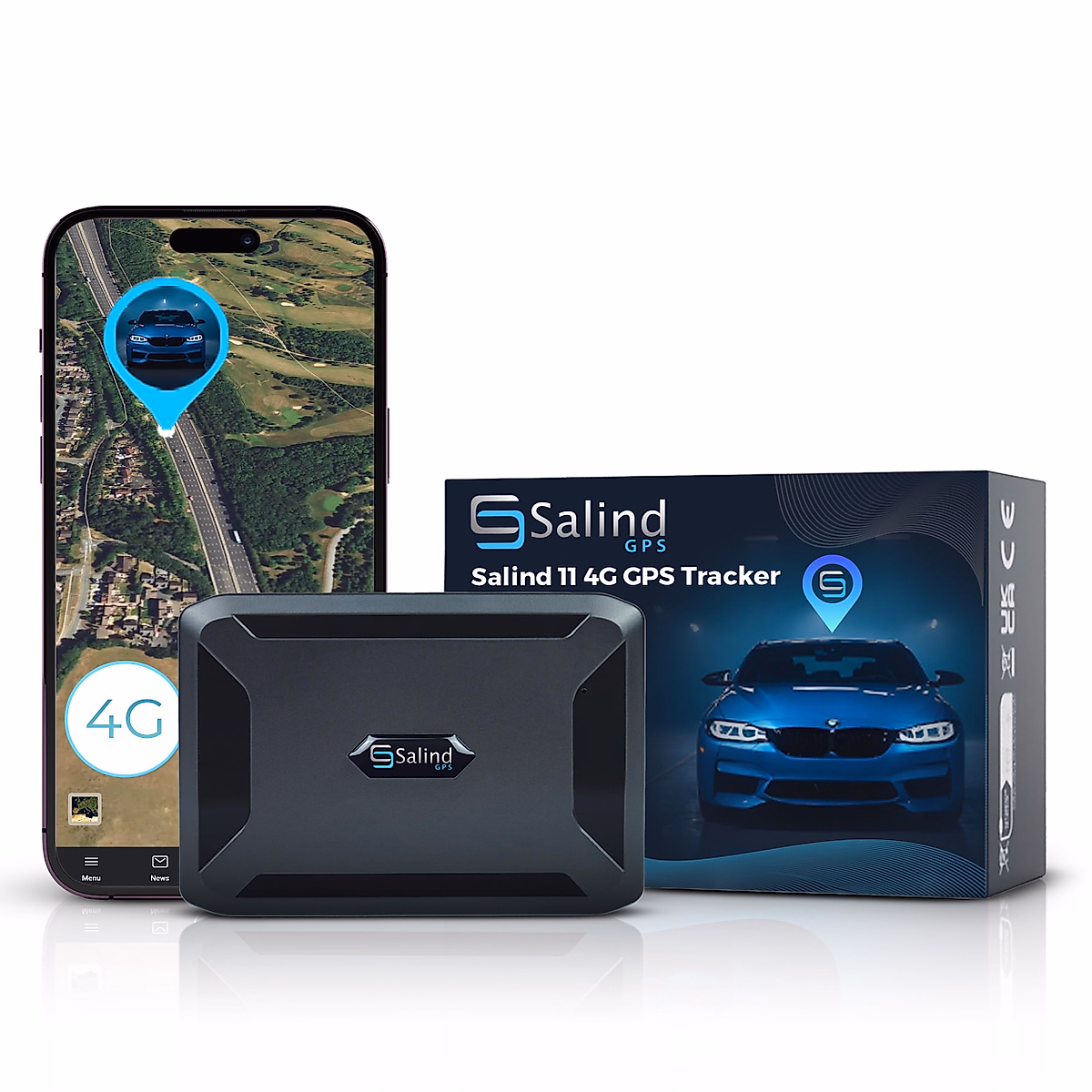 SALIND 11 4G GPS Tracker - Real-Time Tracker for Vehicles, Cars, Fleets, LTE Device w/Magnetic, US & Worldwide SIM Card Included, iOS/Android Compatible, Up to 70 Days Battery - Subscription Required