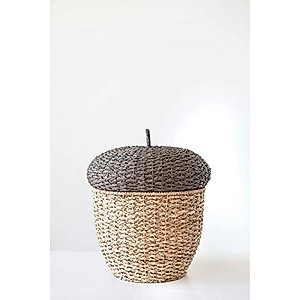 Creative Co-Op Hand-Woven Bankuan Acorn Lid Basket, 17" L x 18" W x 21" H, Brown