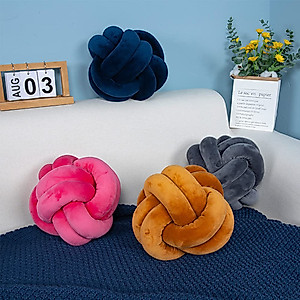 FPYWO Knot Pillow Ball Hot Pink Decorative Throw Pillow,Soft Home Round Pillow,Small Ball Pillows,Handmade Plush Pillow Cushion for Bedroom, Sofa, Couch