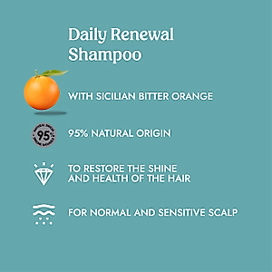 ITÍNERA Itinera Daily Renewal Shampoo with Sicilian Bitter Orange (12.51 fl oz) - for Vibrant and Healthy Hair - Vegan Friendly - 95% Natural Origin Ingredients