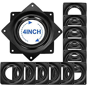 12Pack Black Lazy Susan Turntable Bearings, 4”Square Rotating Plate, 300lbs Capacity 5/16”Thick Swivel Plate for DIY Lazy Susan Project Storage Organizer Rack Cake Decorating Sculpture Displays