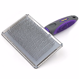 HERTZKO Flexible Slicker Brush - Removes Loose Hair, Tangles, and Knots, Flexible Head Contours on Your Pet’s Skin - Suitable for Dogs and Cats (Single Sided Brush)