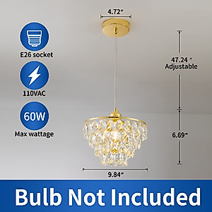 Modern Crystal Chandelier Light Fixtures, Mini Crystal Chandelier Ceiling Light Small, Raindrop Pendant Lighting, Gold Ceiling Lamp Hanging Lights for Bedroom Bathroom Closet Hallway Kitchen Island