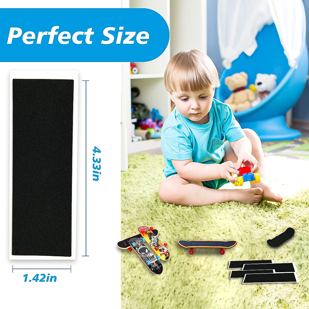 Haisalin 6Pcs Fingerboard Foam Grip Tape, 110mm x 38mm Fingerboard Grip Tape, Foam Finger Tape for Fingerboard