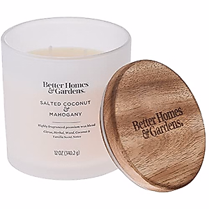 BetterHomes&Gardens 12oz Scented Candle, Salted Coconut & Mahogany 2-Pack, Cream, 35524