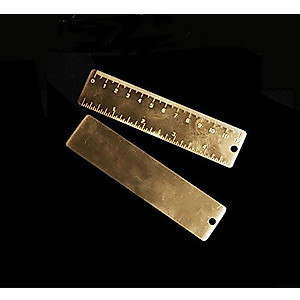 Juland 2PCS Gold Brass Ruler Handy Straight Ruler Vintage Metal Copper Bookmark Cm Inch Dual Scale Engraved 4.72" / 12cm