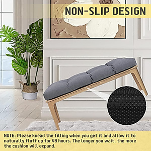 Millsilo Bench Cushions for Indoor Furniture,Non-Slip Tufted Soft Bench Cushion for Kitchen Dining Seat Pads, Piano Chair Cushion, Shoe Storage Cushions, Outdoor Patio Cushions, 36x14x4 inch, Grey