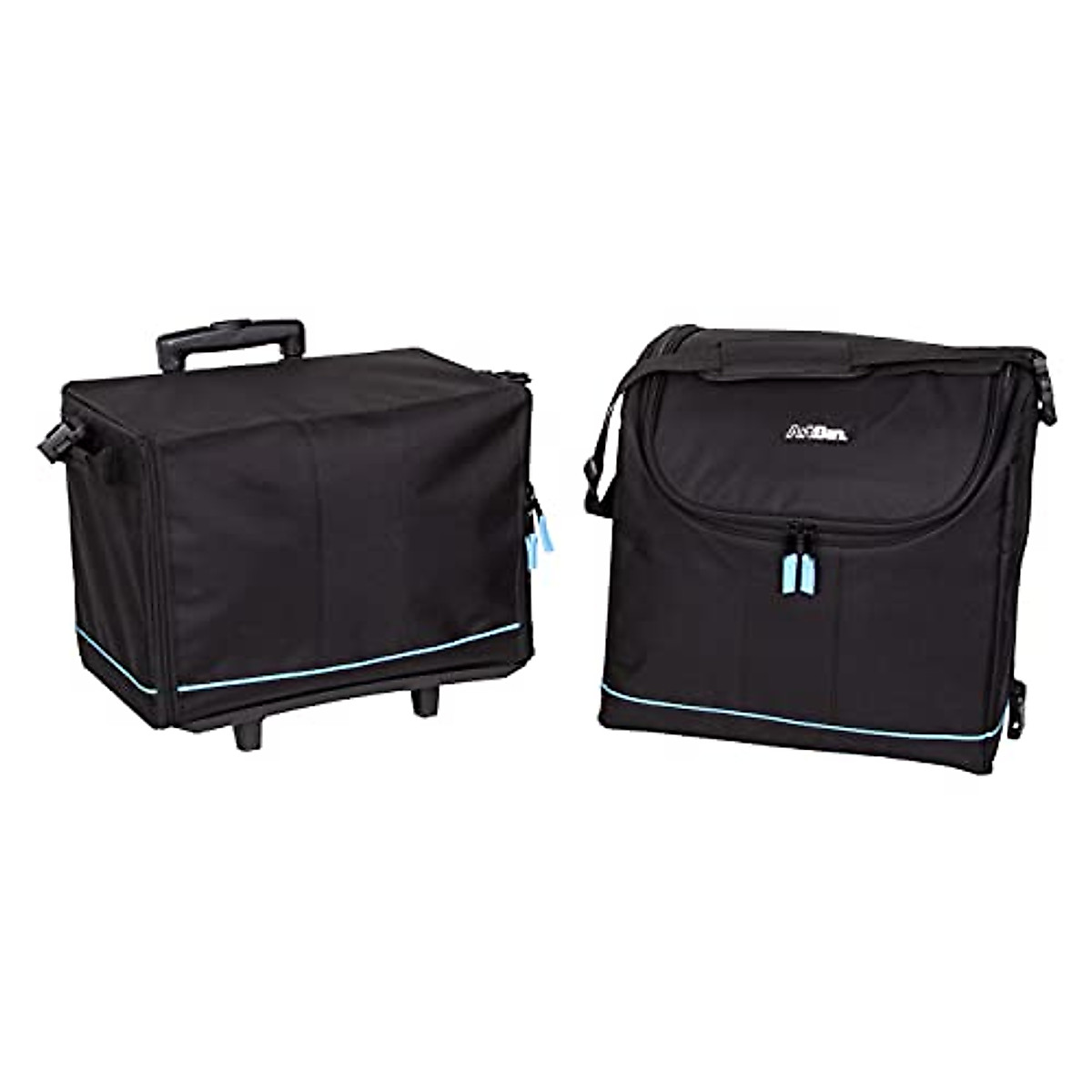 ArtBin 6922SP Tote Express Rolling Portable Art Craft & Sewing Storage Organizer Bag with Wheels-Fits Sewing Machine, 0, Black/Aqua