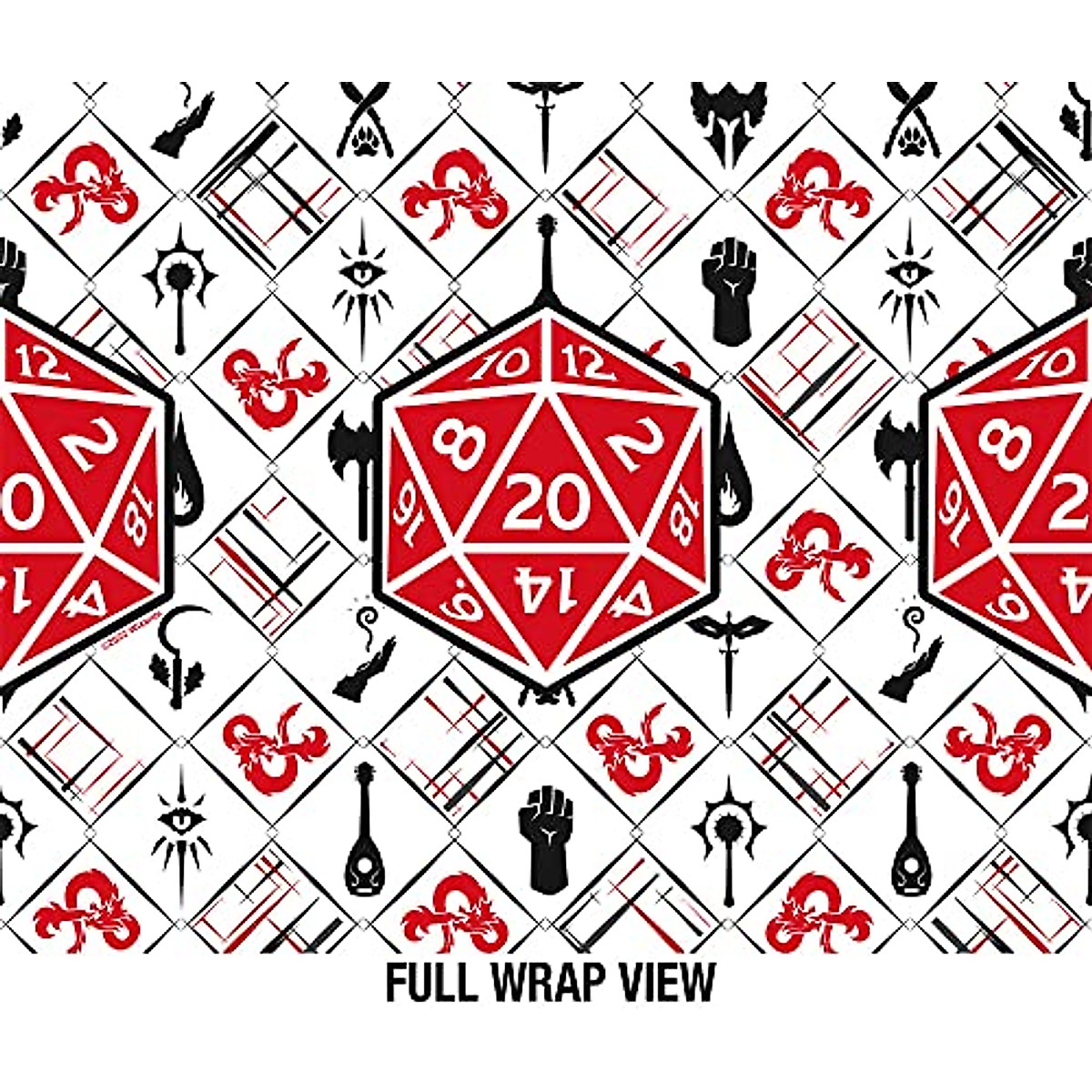 Dungeons & Dragons OFFICIAL D20 Pattern 24 oz Insulated Canteen Water Bottle, Leak Resistant, Vacuum Insulated Stainless Steel with Loop Cap