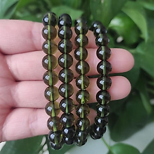 Fovgdio Natural Moldavite Green aerolites Czech Crystal Stone Raw Stone Grinding 8mm Bead Meteorite Bracelet Czech Meteorite Bracelet (Size : 1pcs)