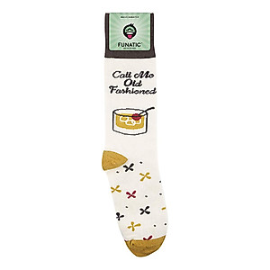 FUNATIC Call Me Old Fashioned Whiskey Novelty Crew Sock for Adult Men and Women | Sophisticated Gentleman Gift Idea with Saying | Best Whisky Glass Art Apparel | Classy Drinker Holiday Party Accessory