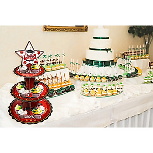Hying Graduation Cupcake Stands 2024 for Dessert Table Party, 3 Tire Round Cardboard Dessert Stand 2024 Red for Graduation Party Favors Supplies 2024 Cupcake Tower Display Congrats Grad 2024