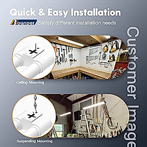 BBOUNDER 20-Pack Linkable LED Utility Shop Light, 4 FT, 4000 LM, 6500K Cool Daylight, 48 Inch Integrated Fixture for Garage, 40W Equivalent 250W, Surface + Suspension Mount, White